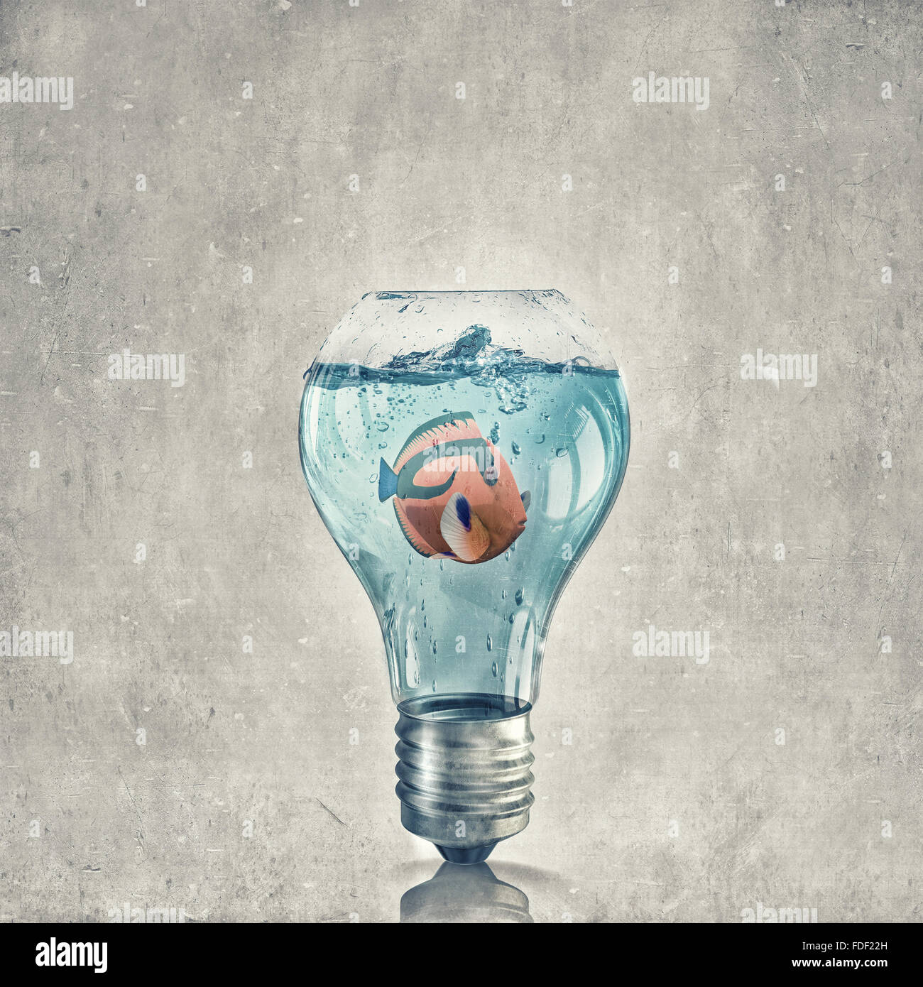 Exotic fish in water inside electric light bulb Stock Photo - Alamy