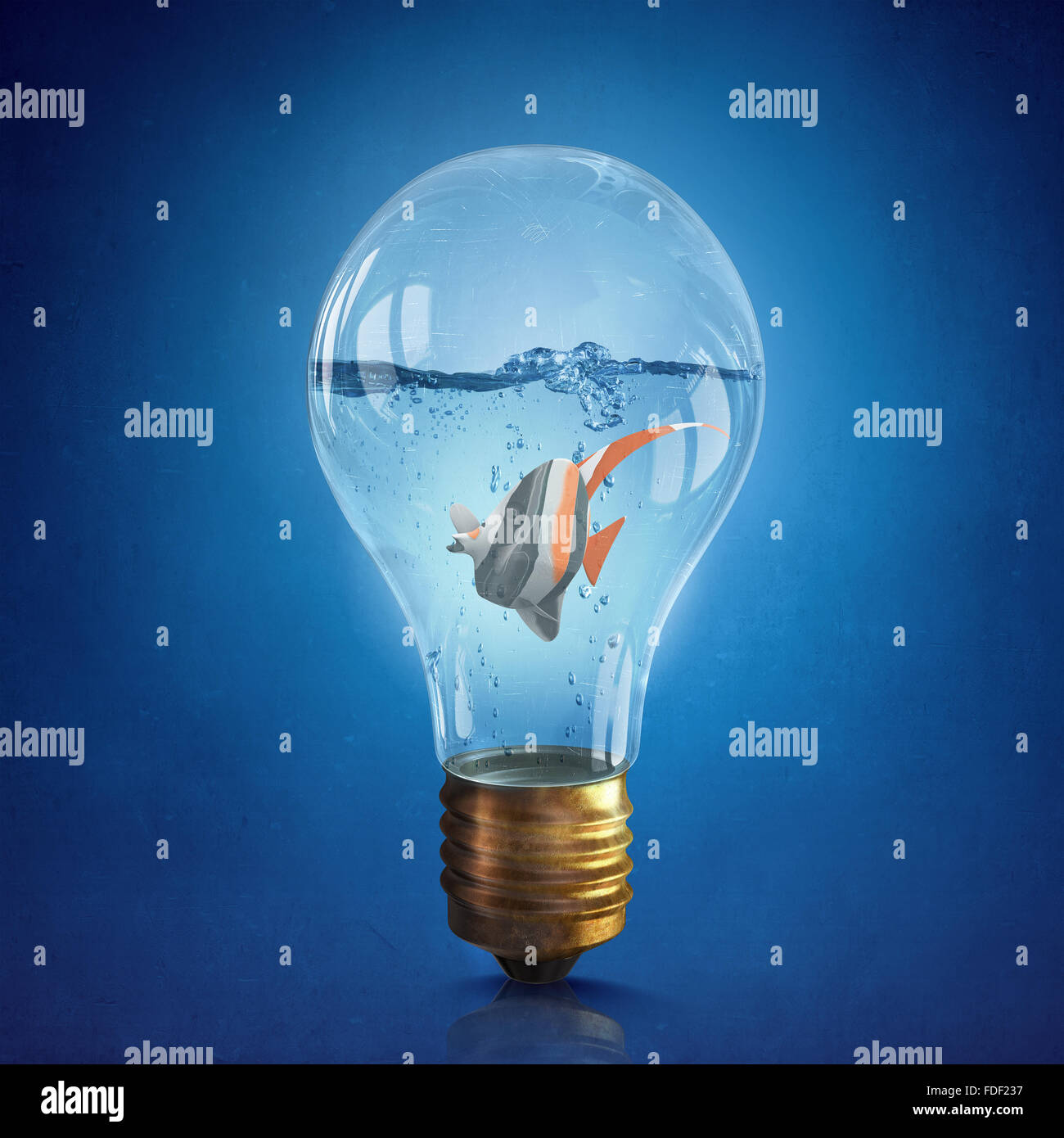 Exotic fish in water inside electric light bulb Stock Photo - Alamy