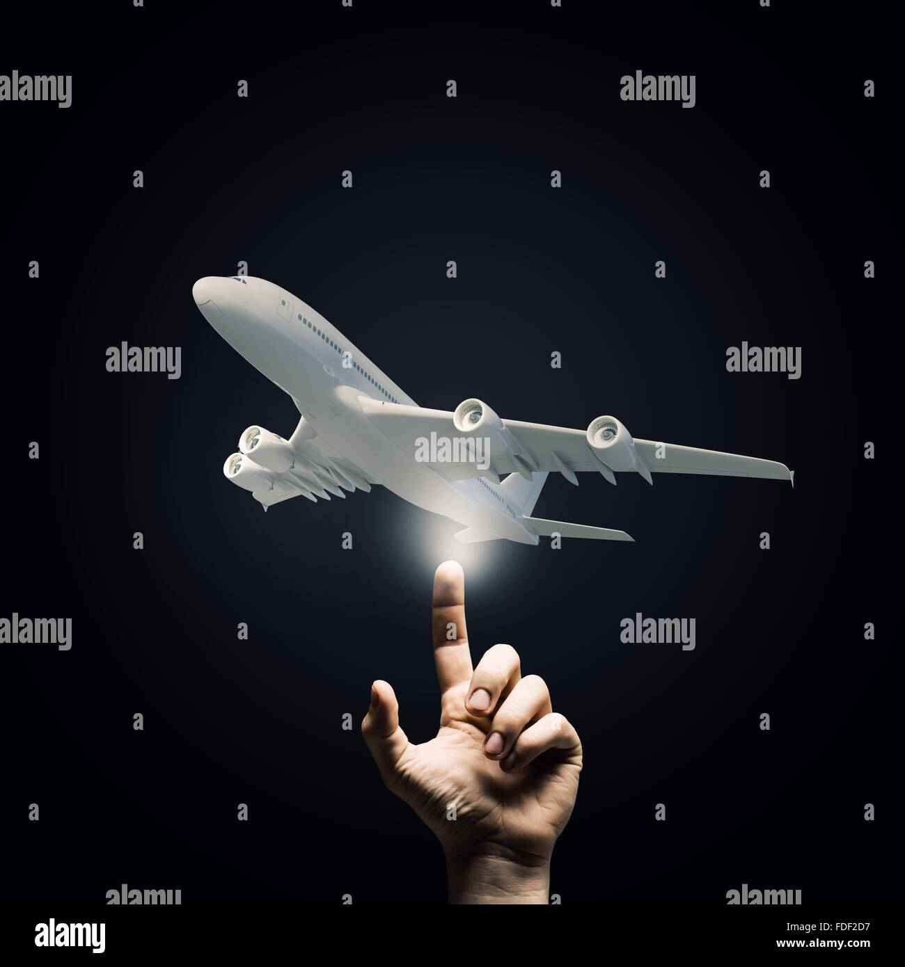 Human hand pointing finger airplane hi-res stock photography and images ...