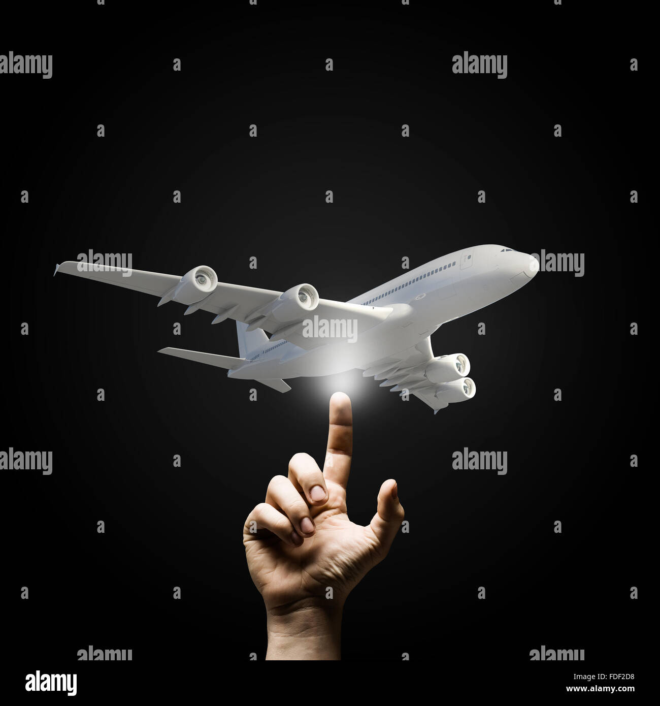 Human hand pointing finger airplane hi-res stock photography and images ...