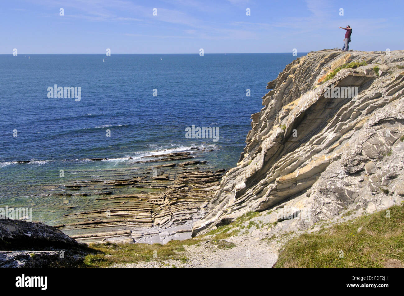 Corniche d´Urrugne, Pyrénées-Atlantiques department , France Stock ...