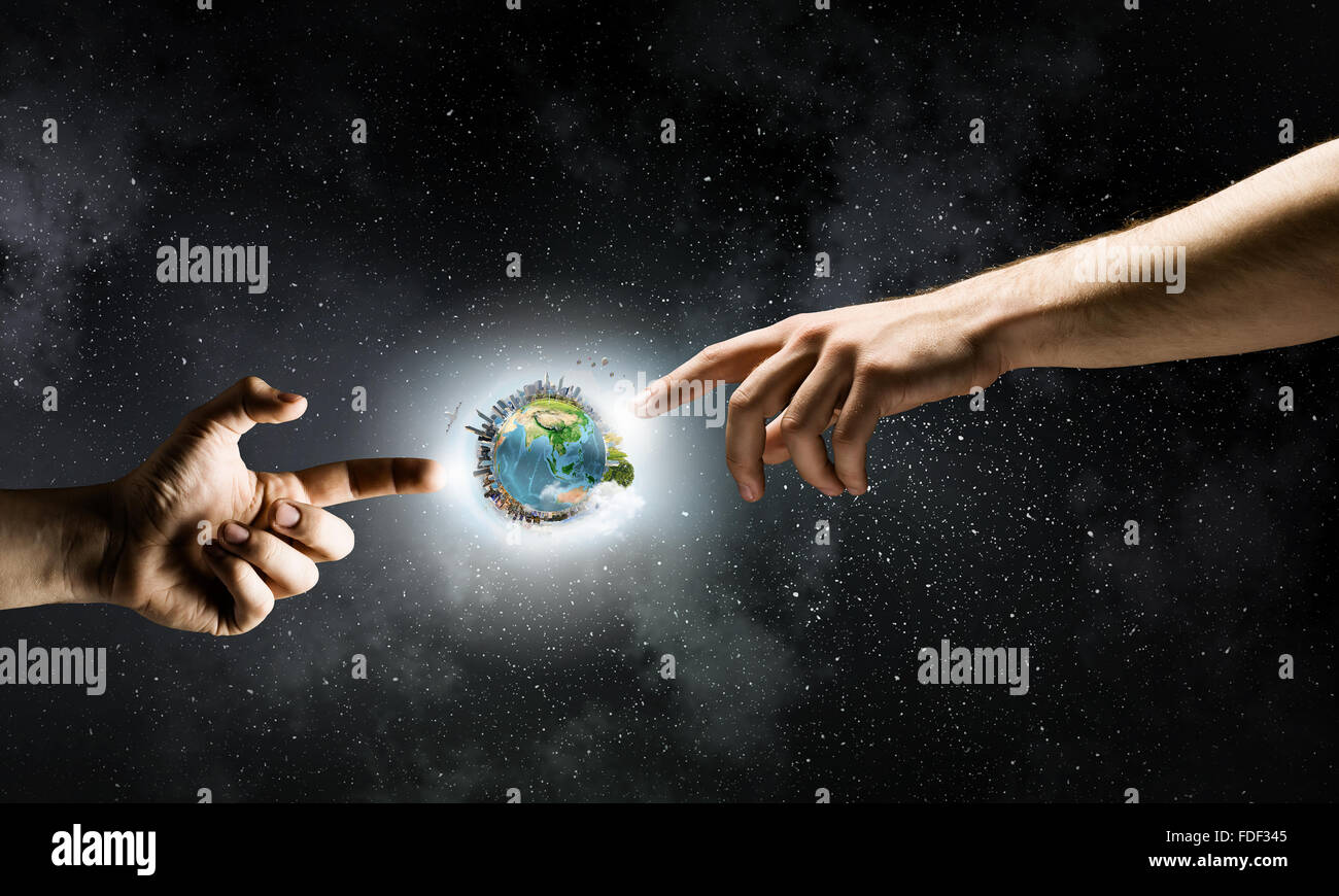 Close up of human hands touching with fingers. Elements of this image ...