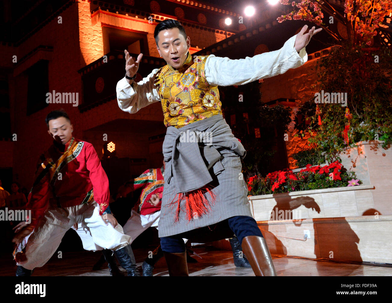 Lhasa, China's Tibet Autonomous Region. 30th Jan, 2016. Actors record a ...