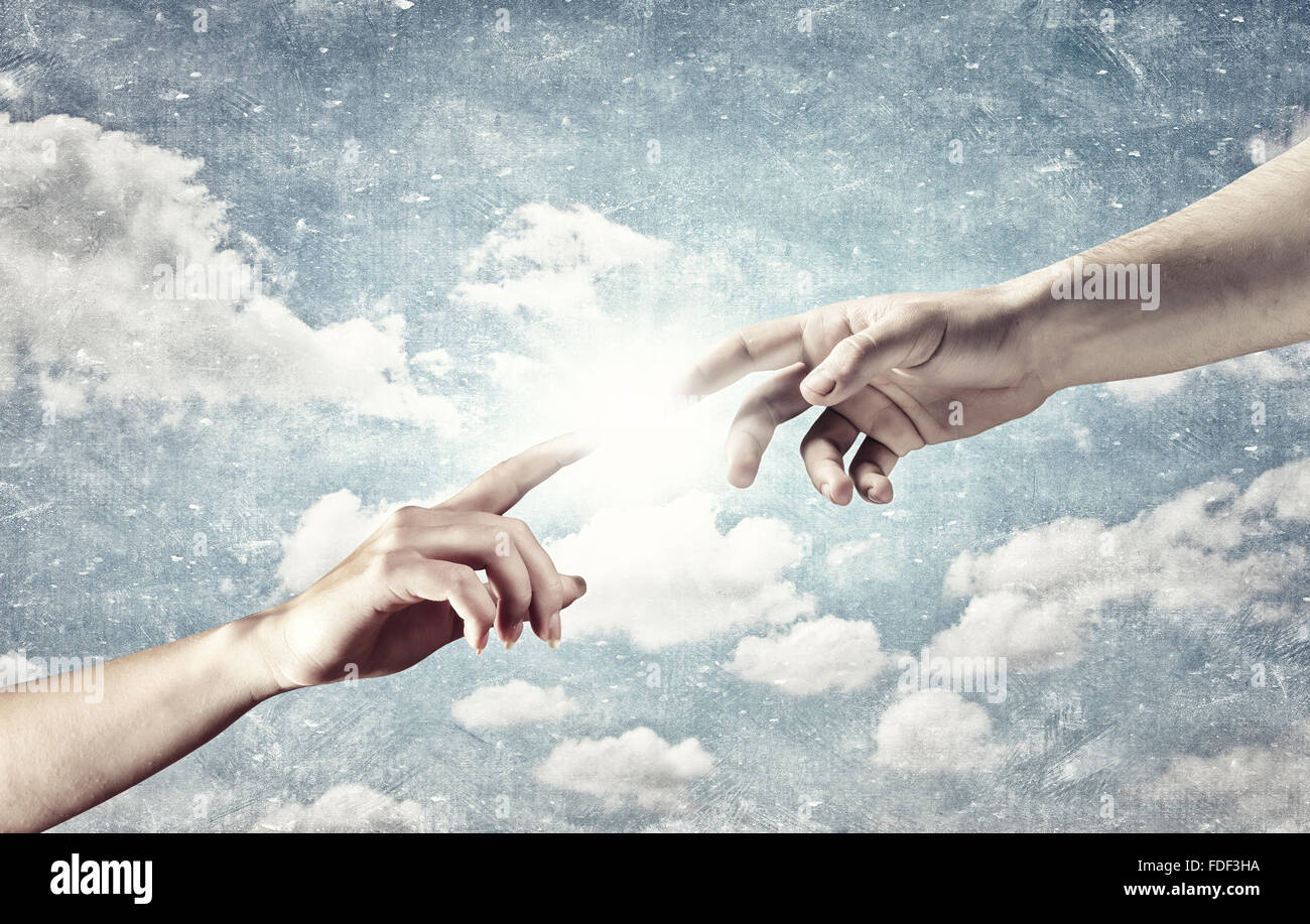Close up of human hands touching with fingers Stock Photo - Alamy
