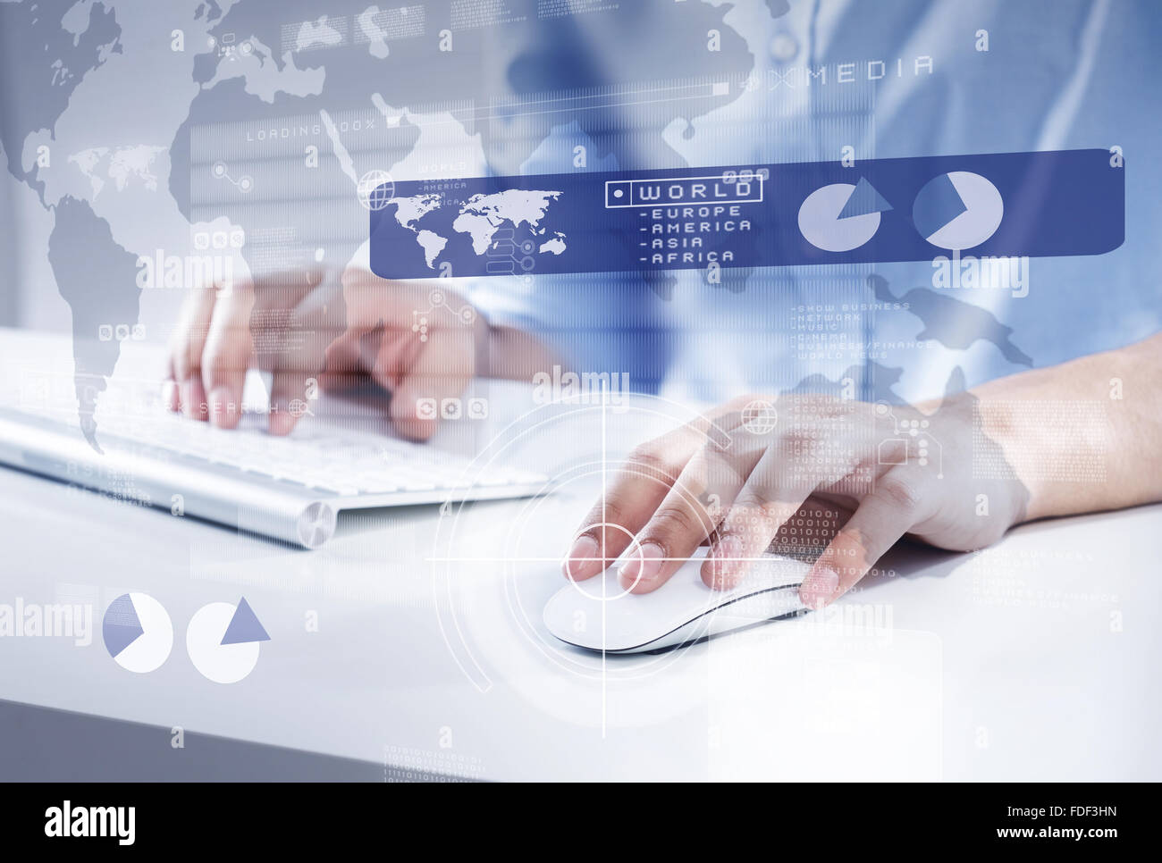 Hands of businessman working with keyboard and mouse Stock Photo - Alamy