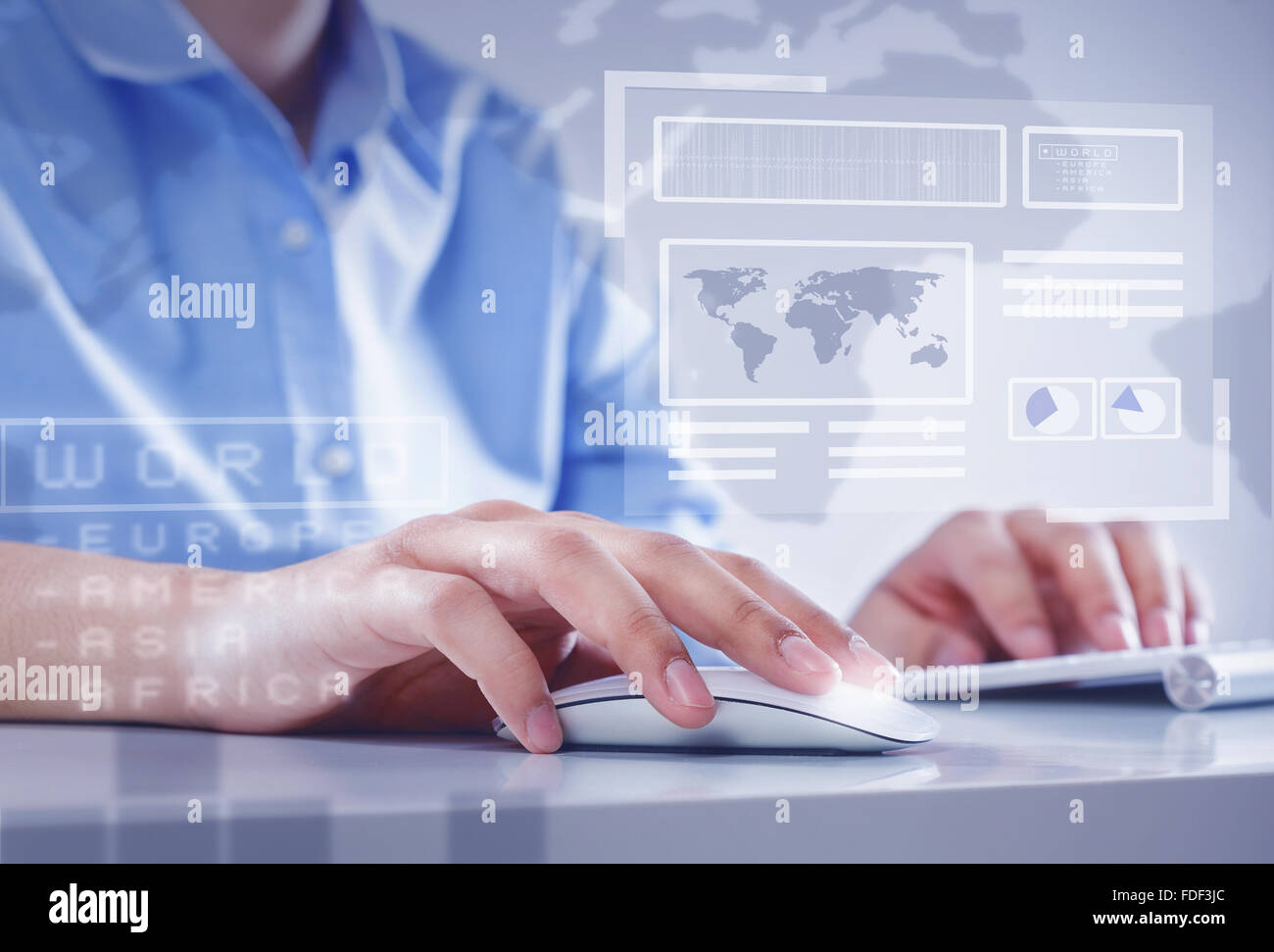 Hands of businessman working with keyboard and mouse Stock Photo - Alamy