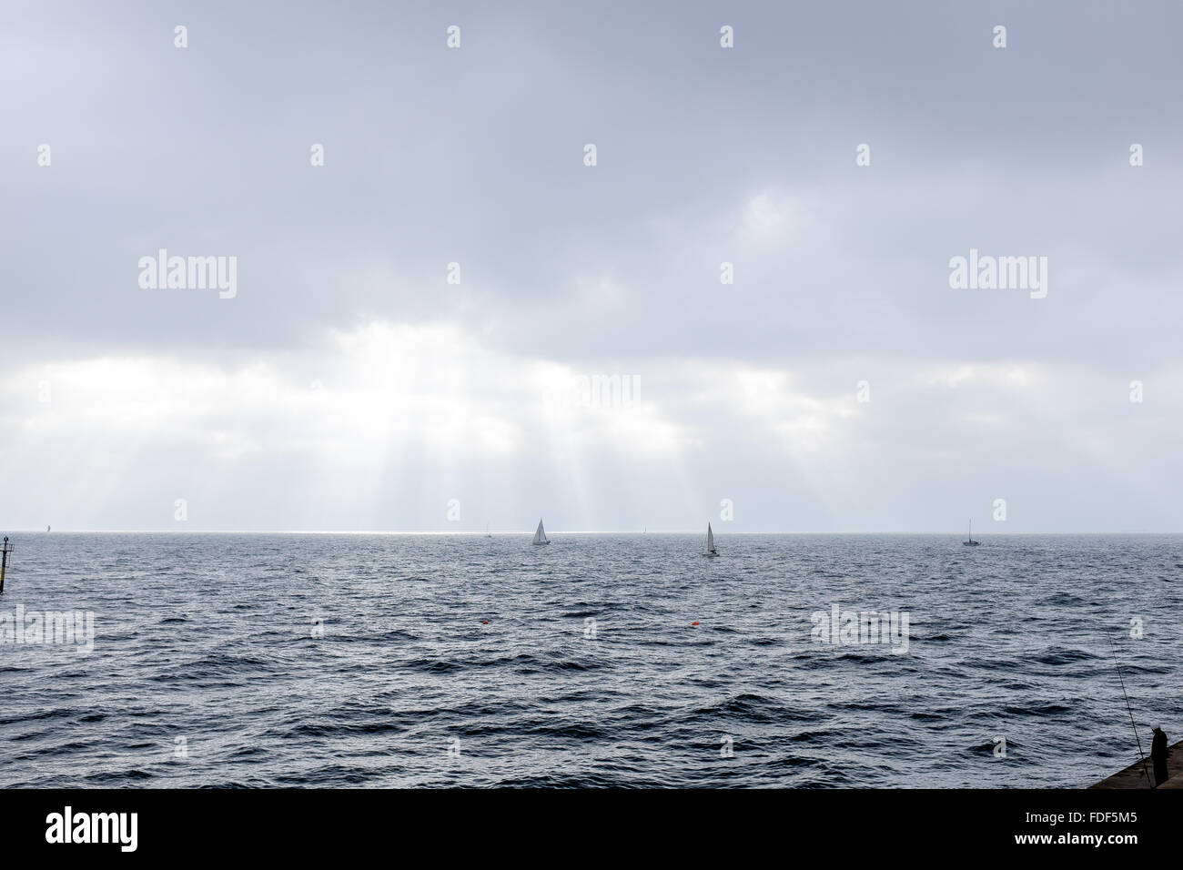 Europe, Spain, Barcelona, beach, sea, seascape, Ship Stock Photo - Alamy