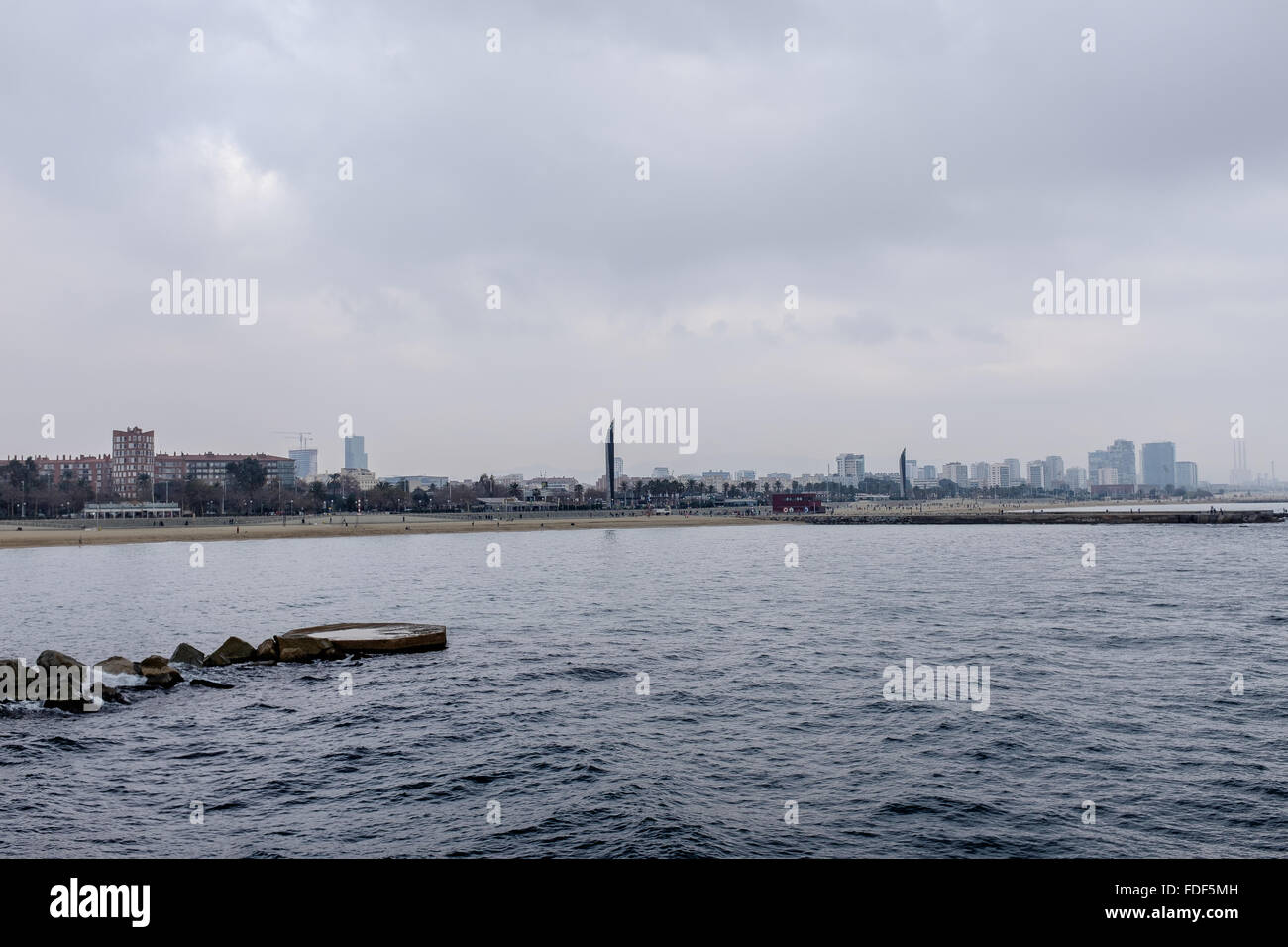 Europe, Spain, Barcelona, beach, sea, seascape, Ship Stock Photo - Alamy
