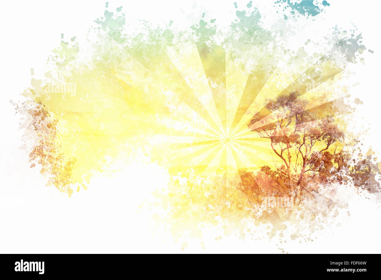 Abstract background image with sun rays and nature illustration Cut Out ...