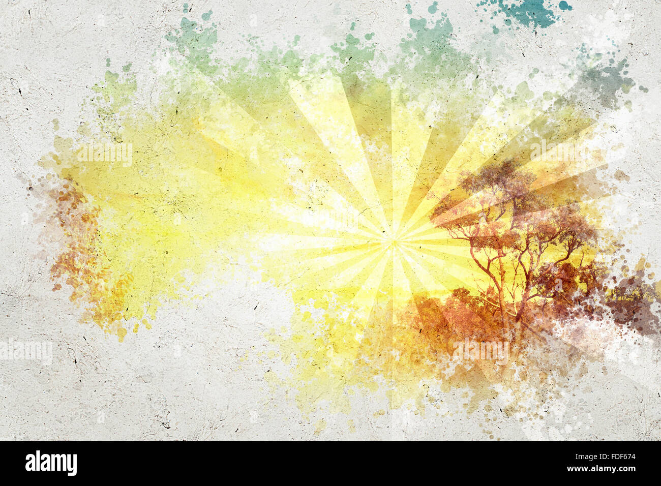 Abstract background image with sun rays and nature illustration Stock ...
