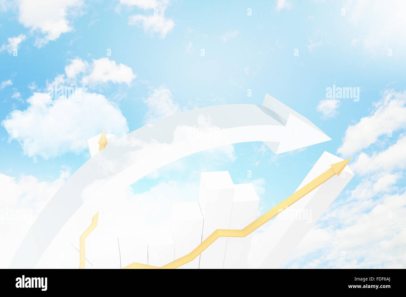 Abstract image with white arrows going up into sky Stock Photo - Alamy