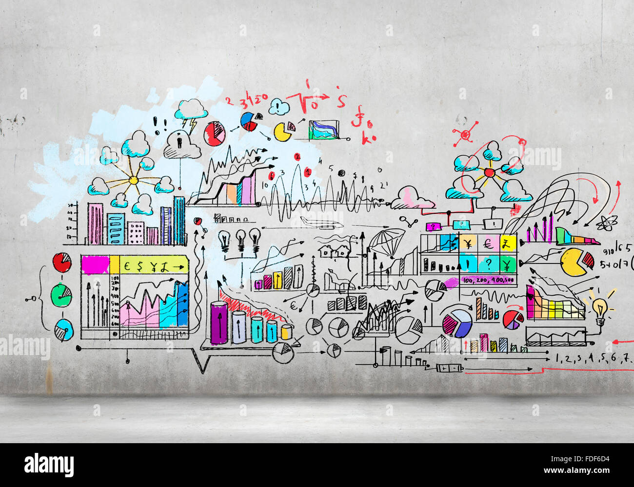 Business plan image with collage hand drawings Stock Photo - Alamy