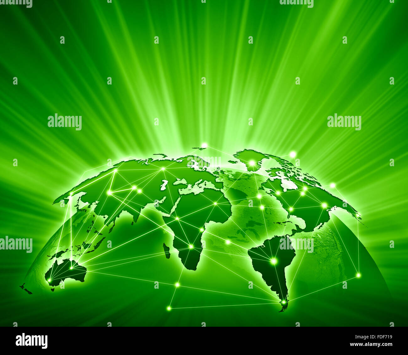 Green vivid image of globe. Globalization concept Stock Photo - Alamy