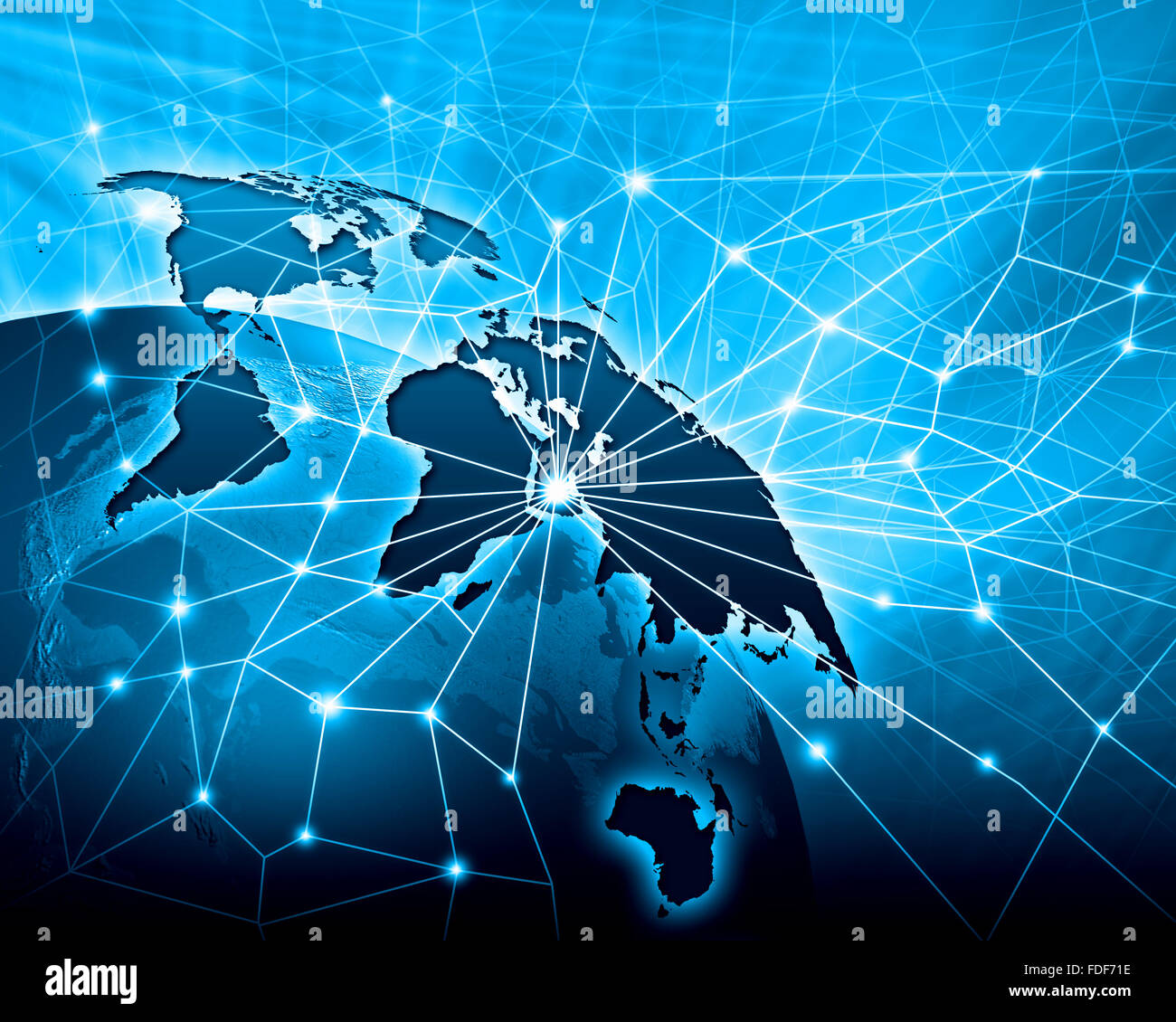 Blue vivid image of globe. Globalization concept Stock Photo - Alamy