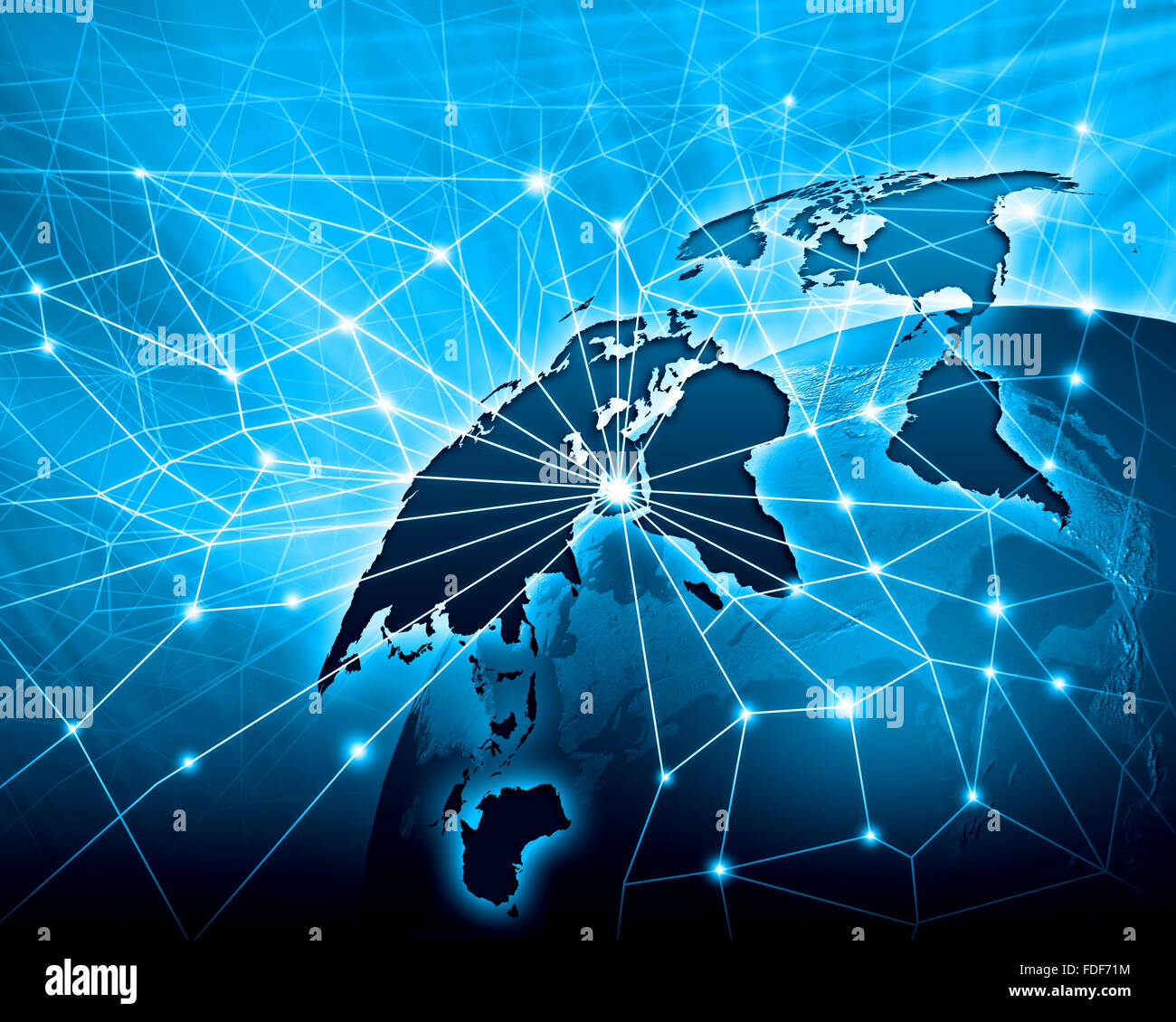 Blue vivid image of globe. Globalization concept Stock Photo - Alamy