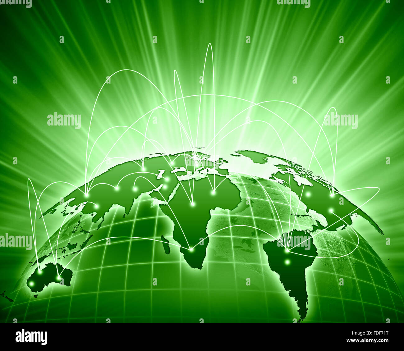 Green vivid image of globe. Globalization concept Stock Photo - Alamy