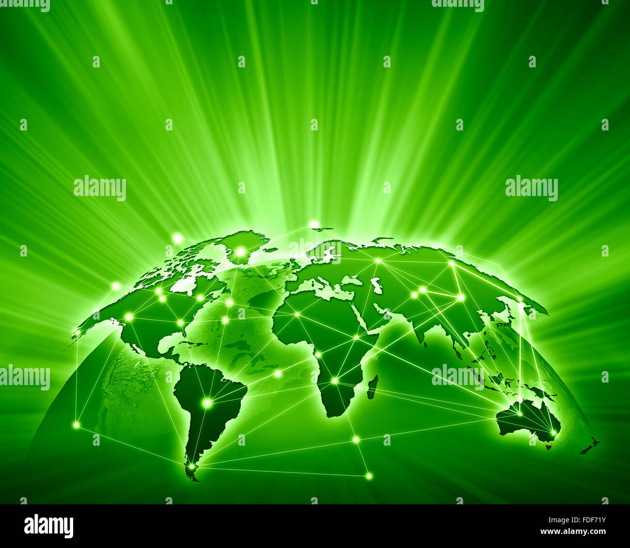Green vivid image of globe. Globalization concept Stock Photo - Alamy
