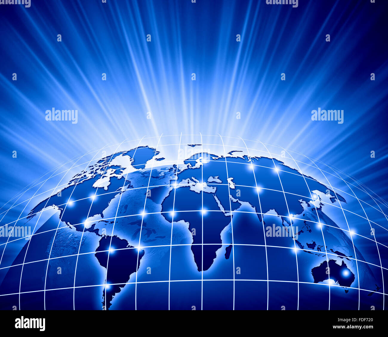 Blue vivid image of globe. Globalization concept Stock Photo - Alamy