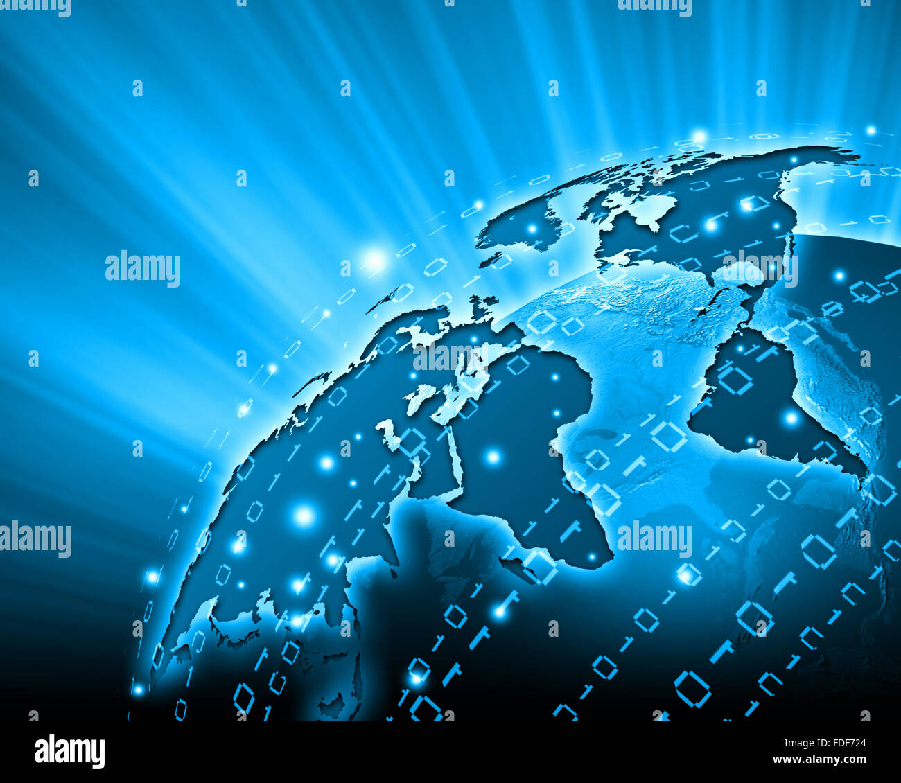 Blue vivid image of globe. Globalization concept Stock Photo - Alamy