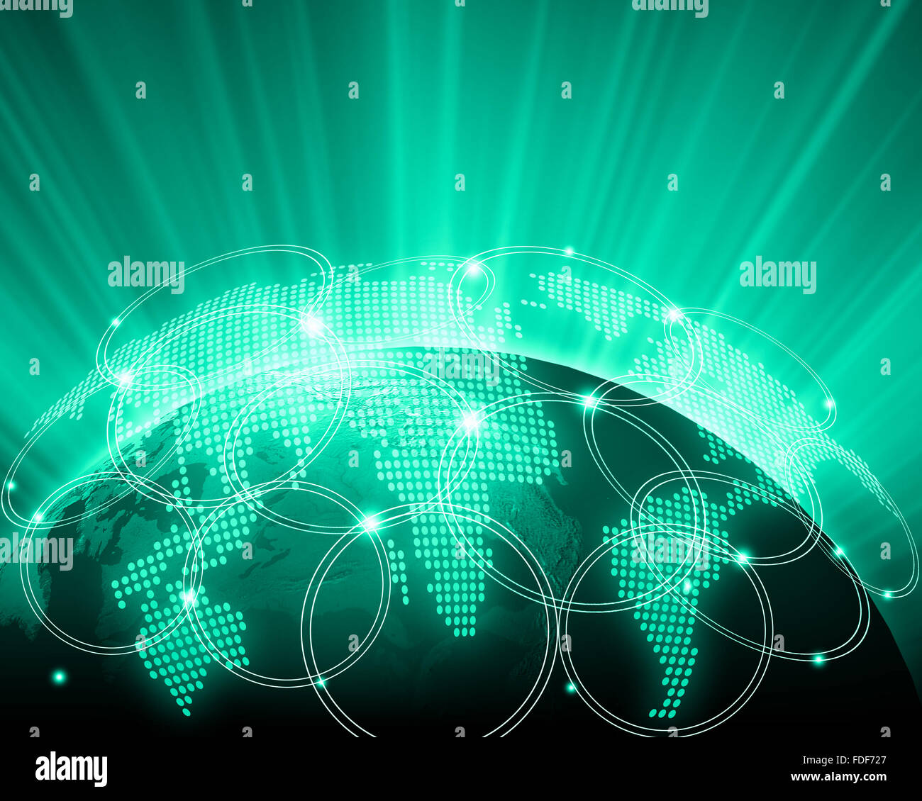 Green vivid image of globe. Globalization concept Stock Photo - Alamy
