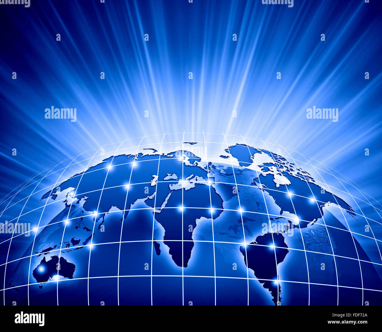 Blue vivid image of globe. Globalization concept Stock Photo - Alamy
