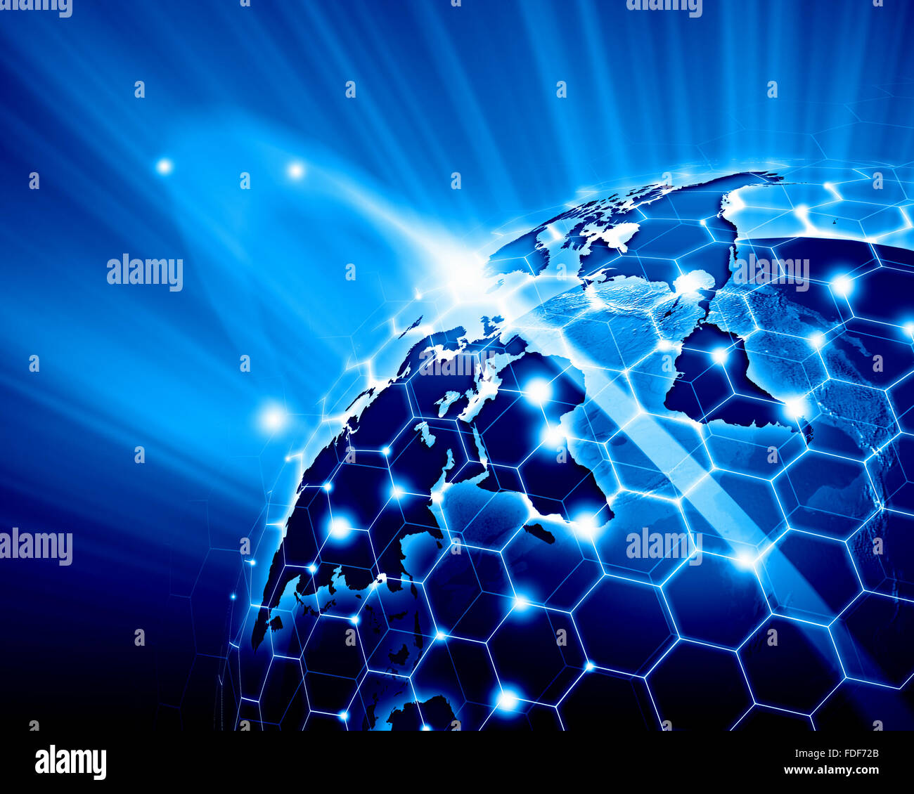 Blue vivid image of globe. Globalization concept Stock Photo - Alamy