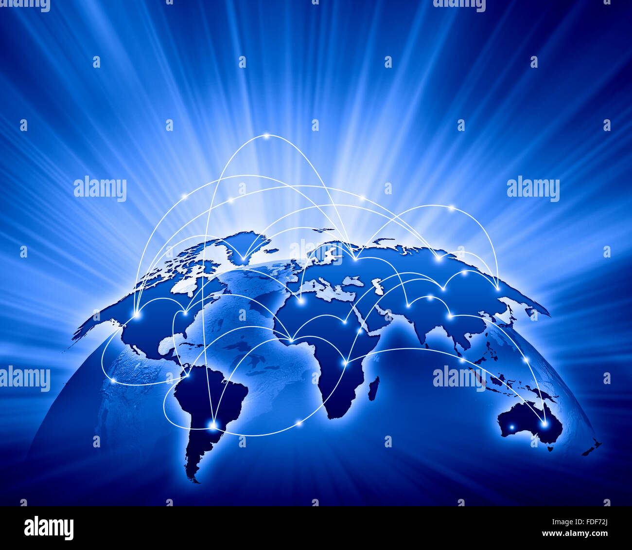 Blue vivid image of globe. Globalization concept Stock Photo - Alamy