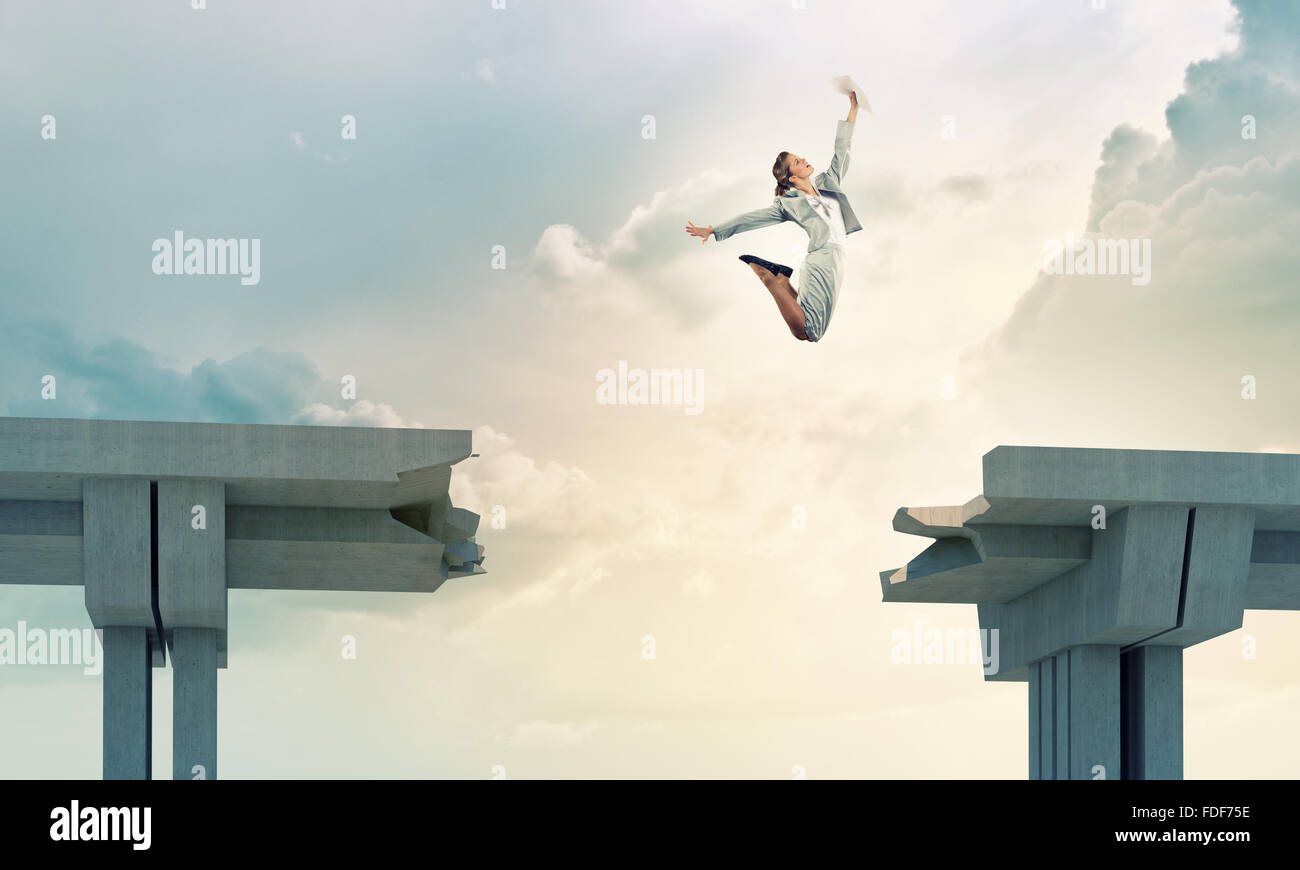 Woman Jumping Off Bridge