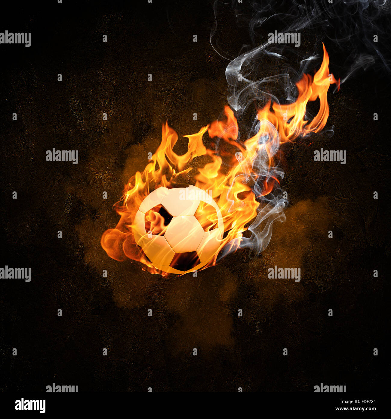 Image of soccer ball in fire flames against black background Stock ...