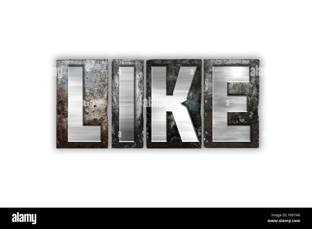 The word "Like" written in vintage metal letterpress type isolated on a ...