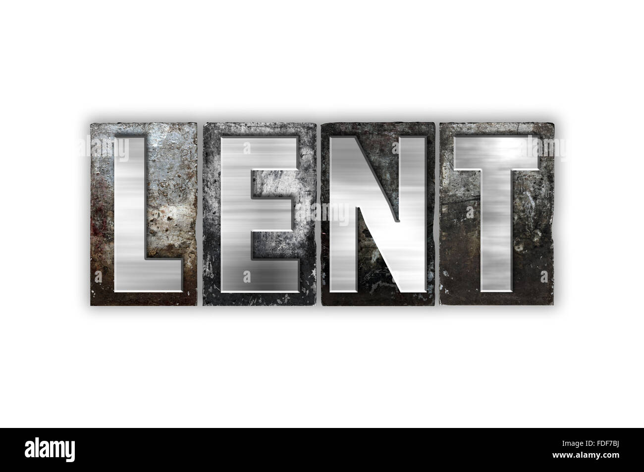 The word "Lent" written in vintage metal letterpress type isolated on a ...