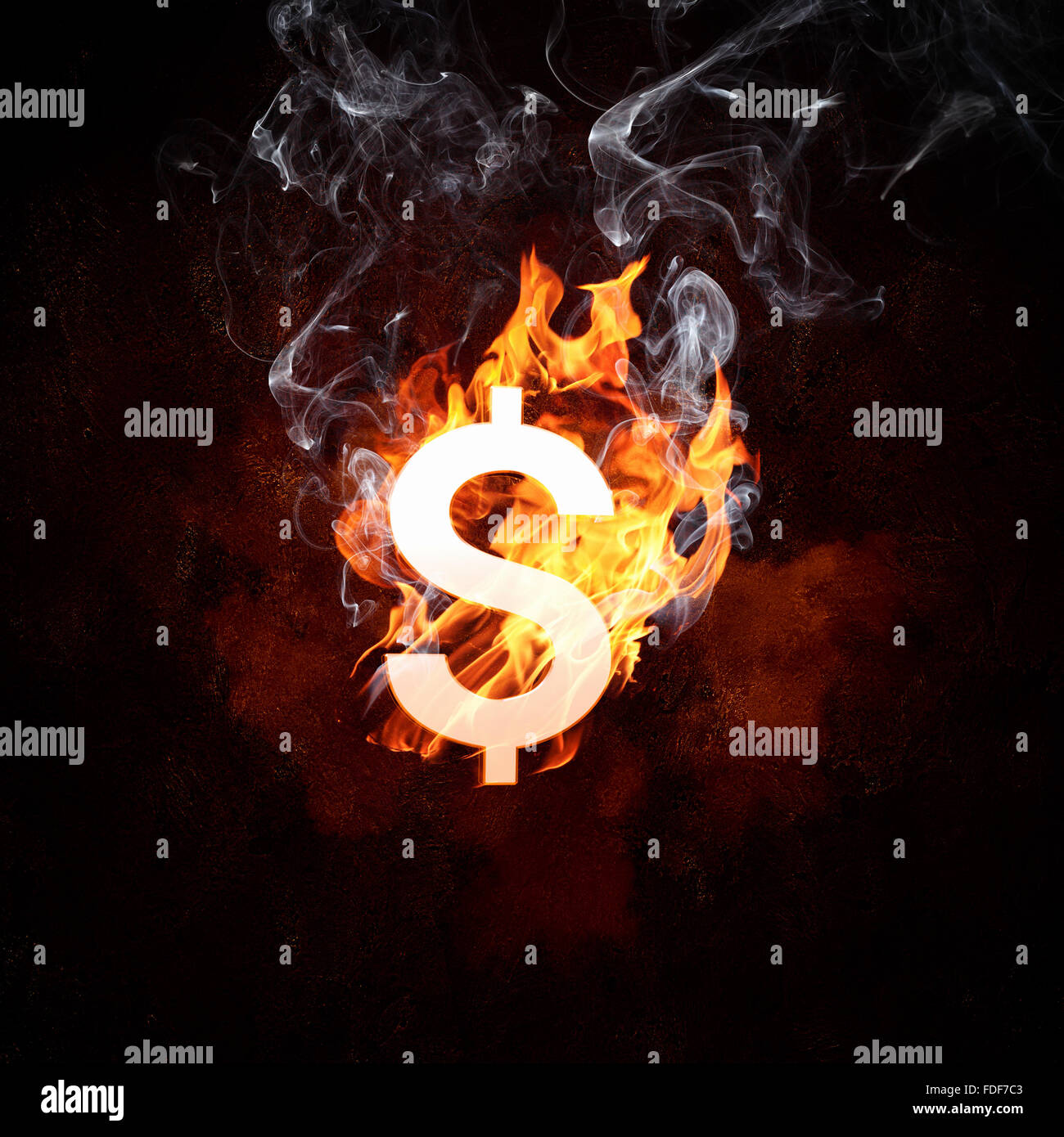 Illustration of dollar burning symbol. Money concept Stock Photo - Alamy