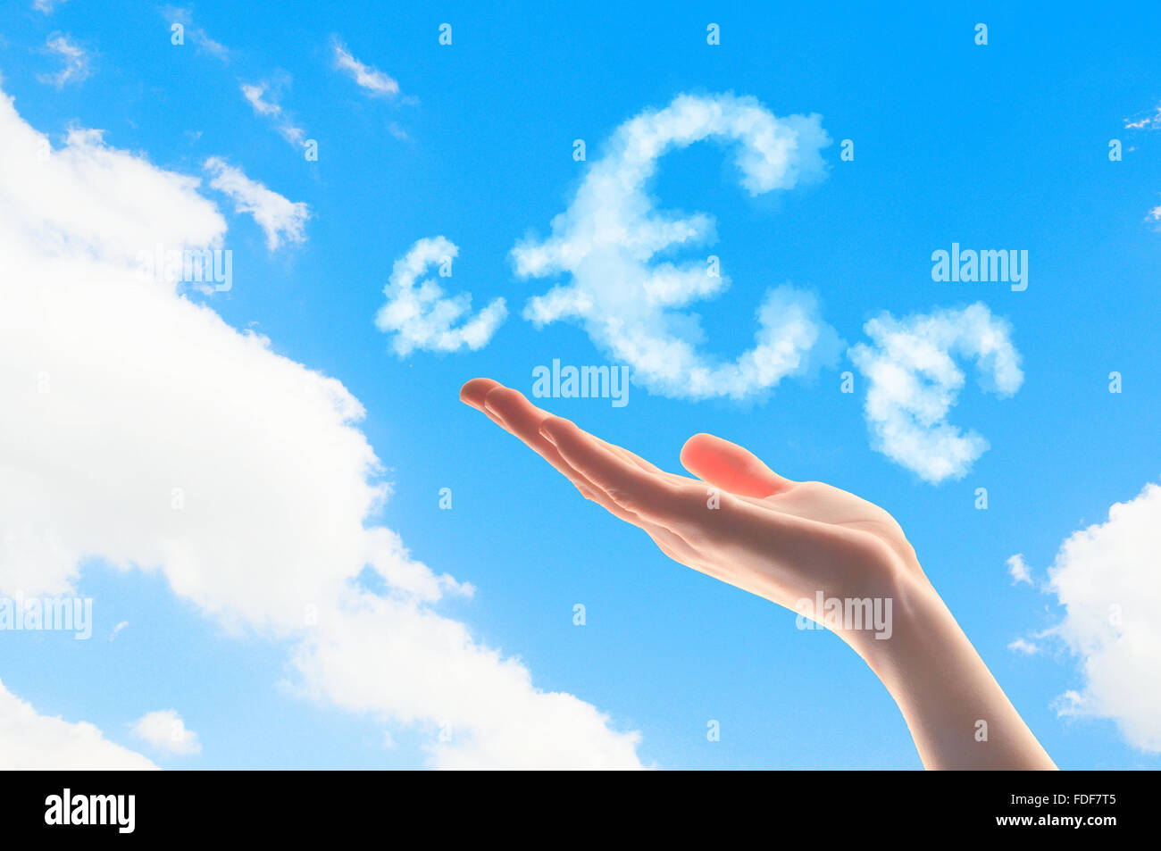 Close up image of hand with euro signs. Currency concept Stock Photo ...