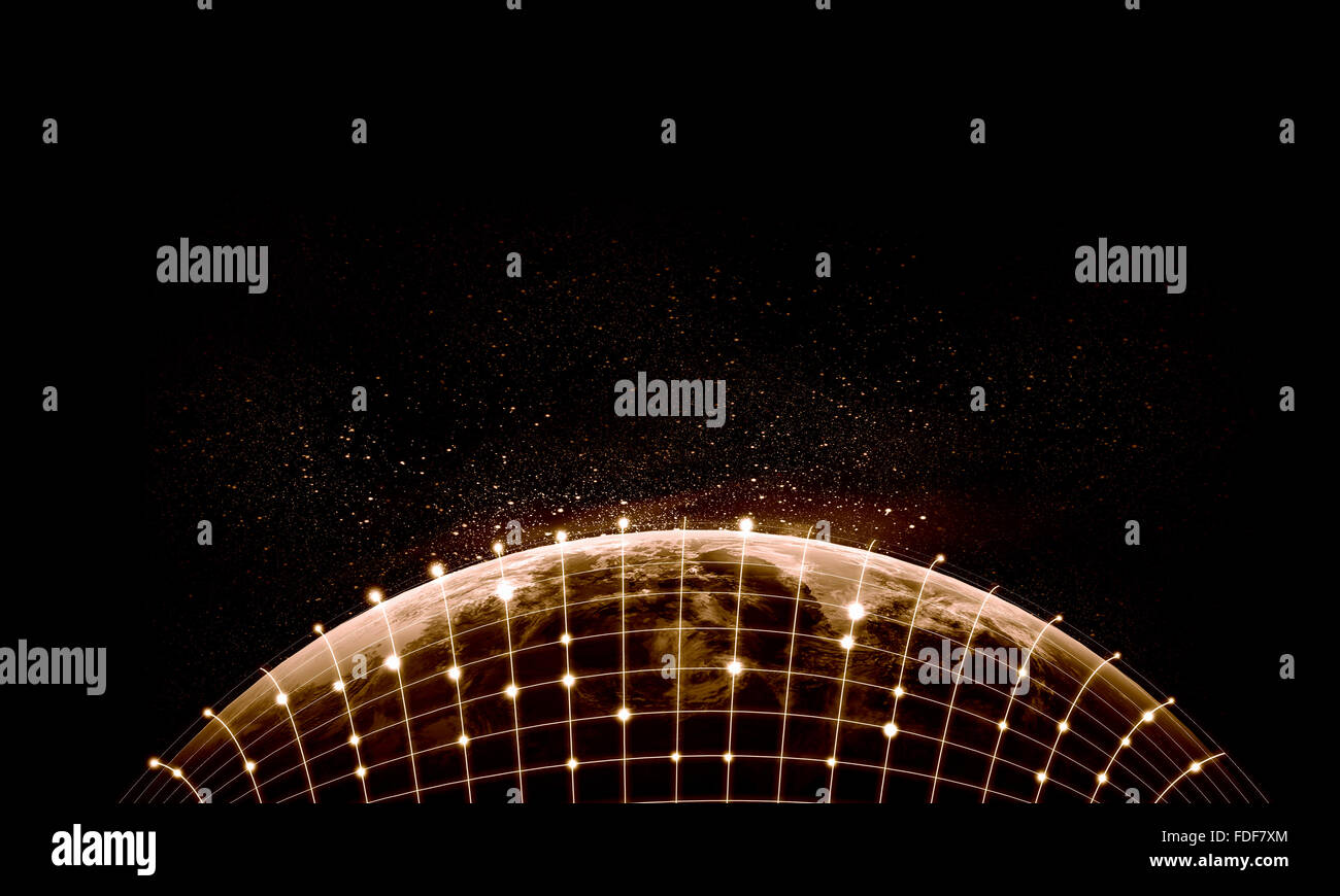 Orange vivid image of globe. Globalization concept. Elements of this ...