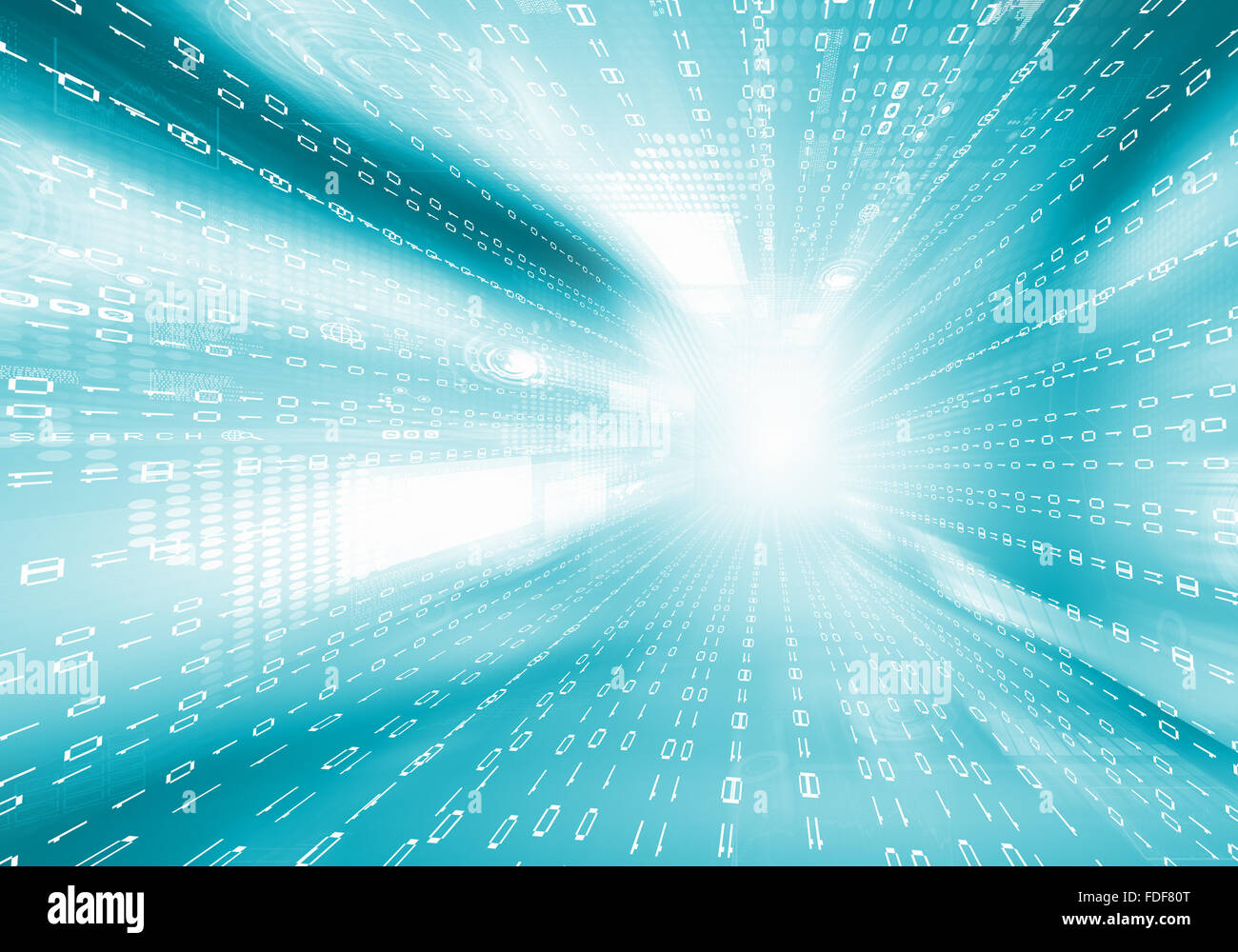Digital green background image with technology symbols Stock Photo - Alamy