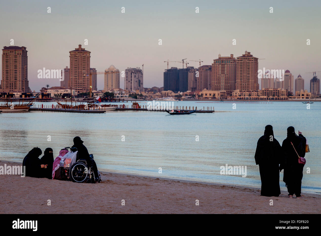 Local People On The Beach At The Katara Cultural Village, Doha, Qatar ...