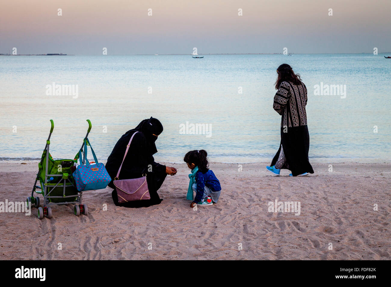 Local People On The Beach At The Katara Cultural Village, Doha, Qatar ...