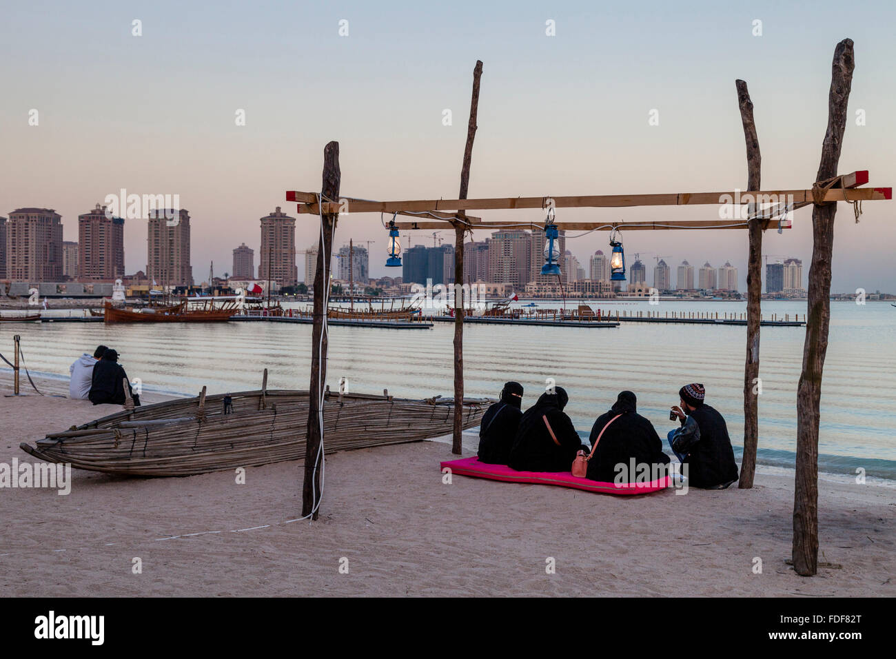 Local People On The Beach At The Katara Cultural Village, Doha, Qatar ...