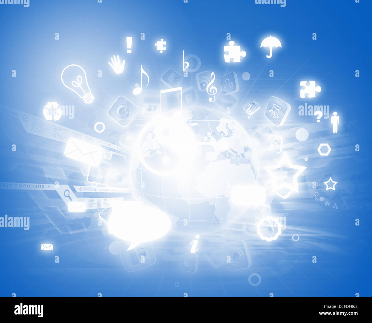 Digital background image with symbols and icons Stock Photo - Alamy