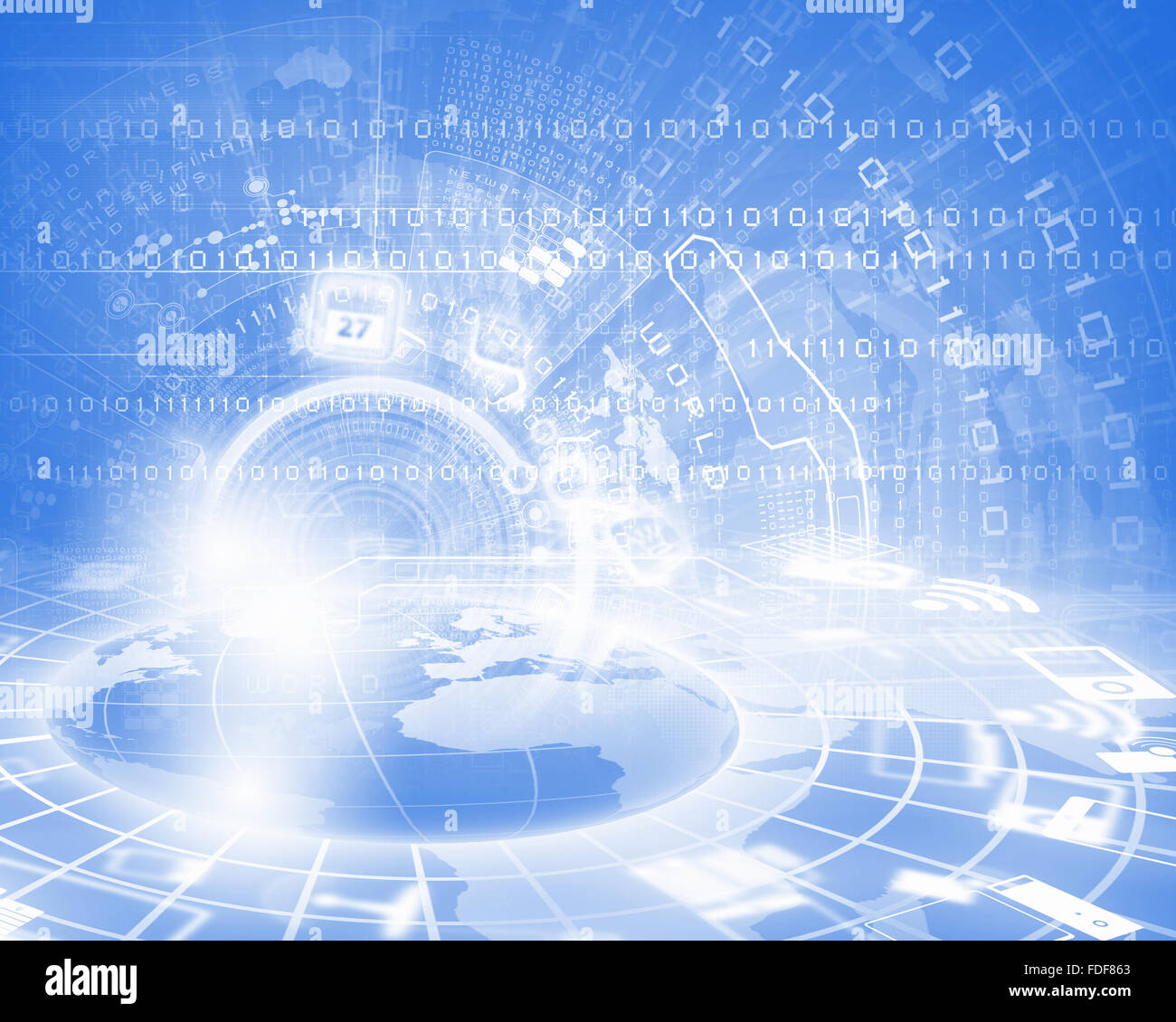 Digital background image with symbols and icons Stock Photo - Alamy