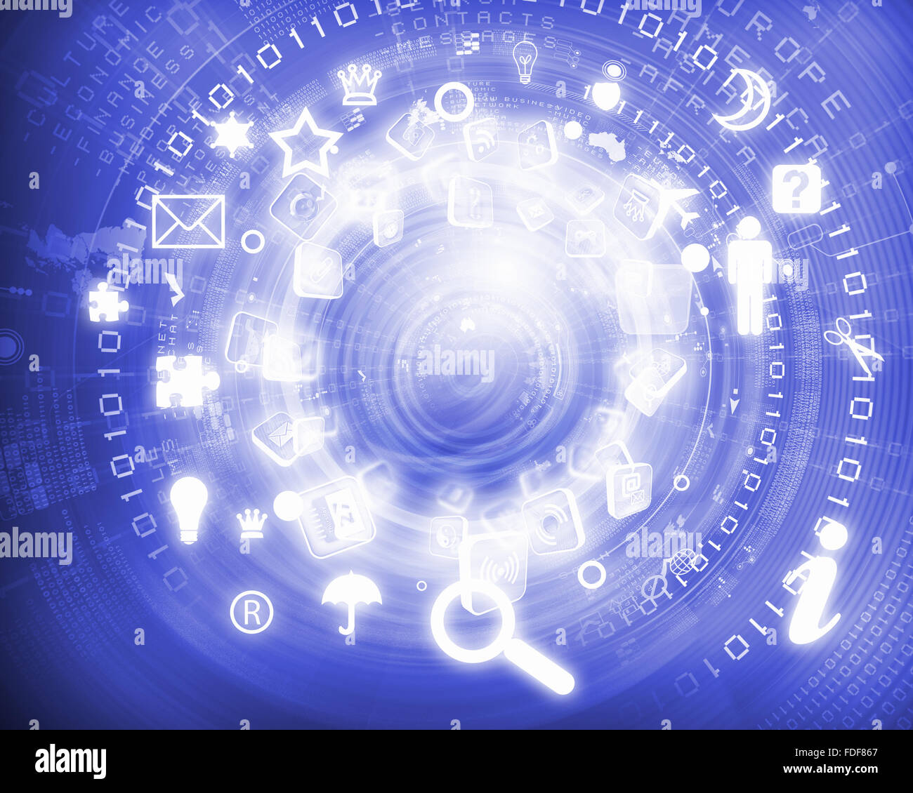 Digital background image with symbols and icons Stock Photo - Alamy