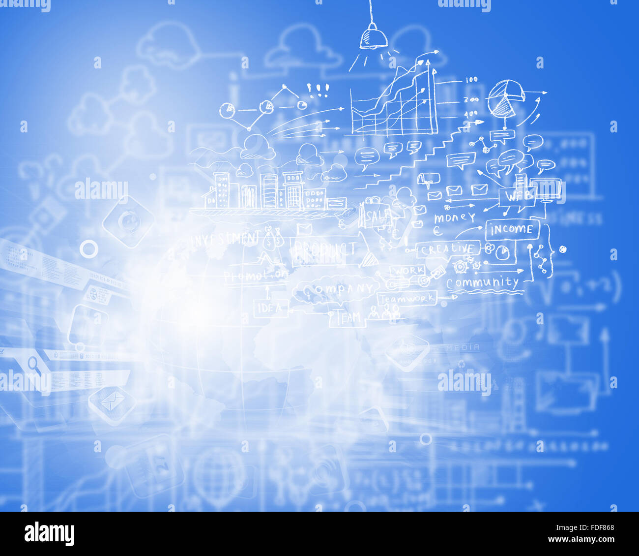 Digital background image with symbols and icons Stock Photo - Alamy