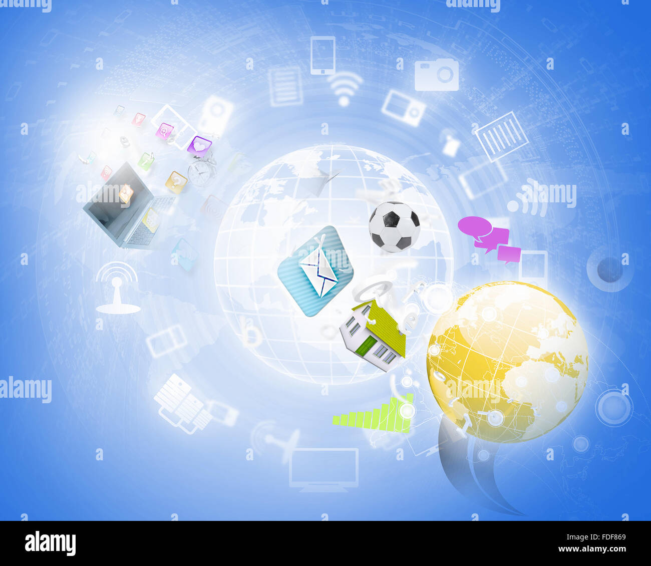 Digital background image with symbols and icons Stock Photo - Alamy