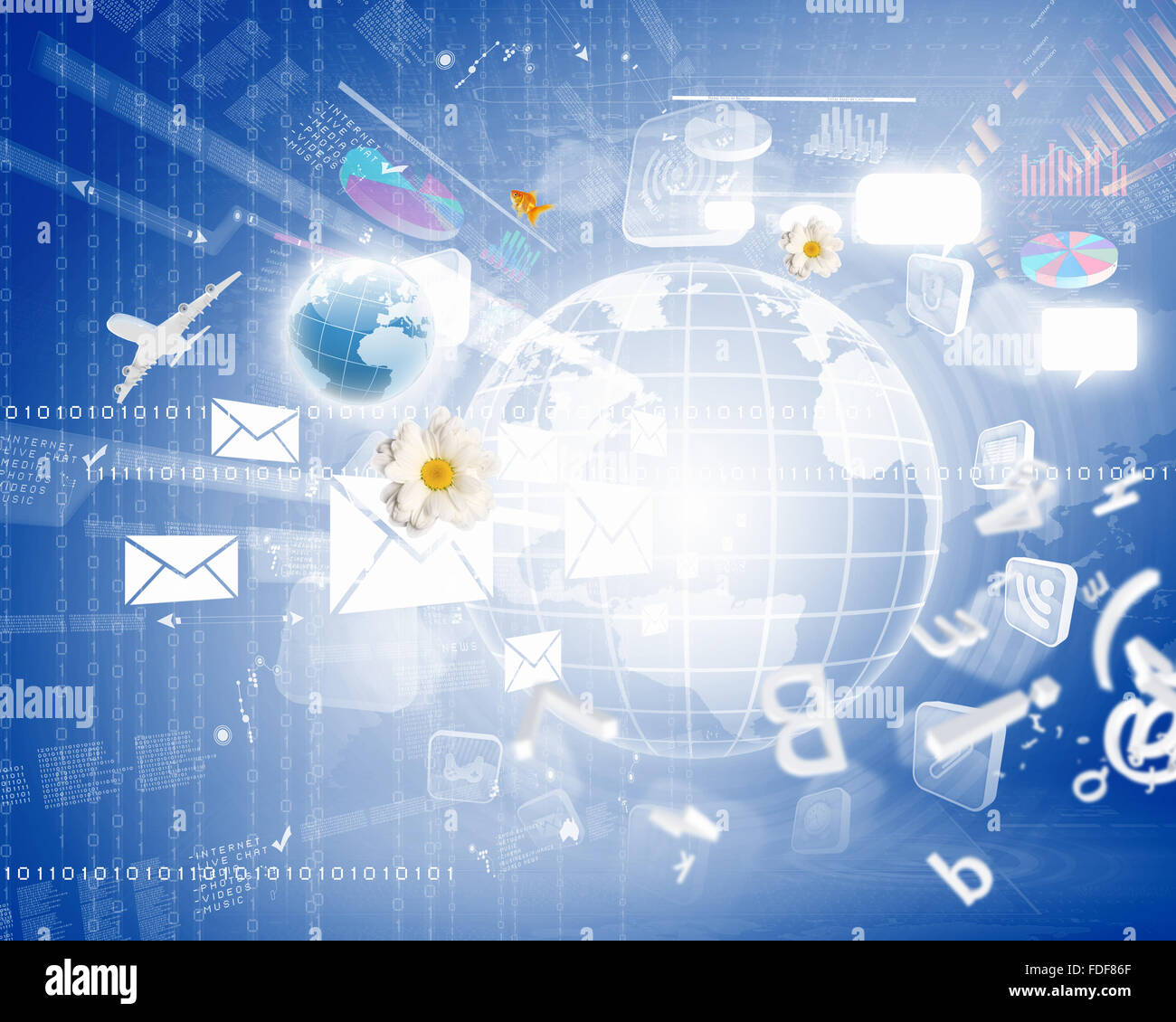 Digital background image with symbols and icons Stock Photo - Alamy