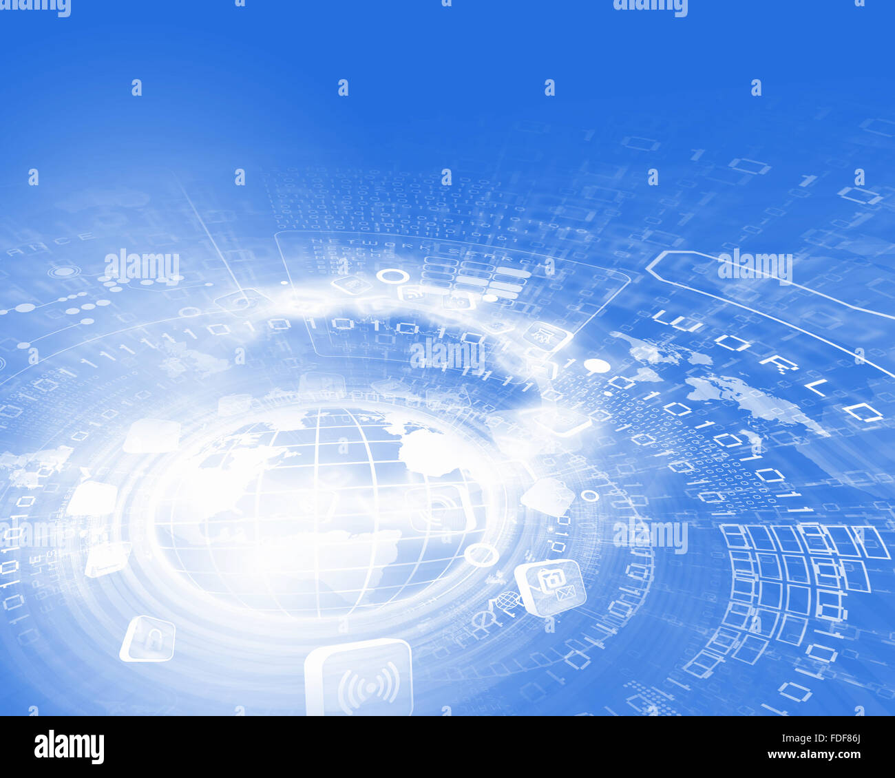 Digital background image with symbols and icons Stock Photo - Alamy