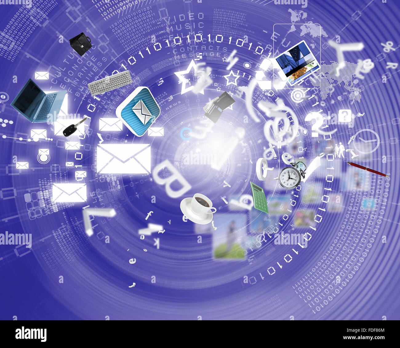Digital background image with symbols and icons Stock Photo - Alamy