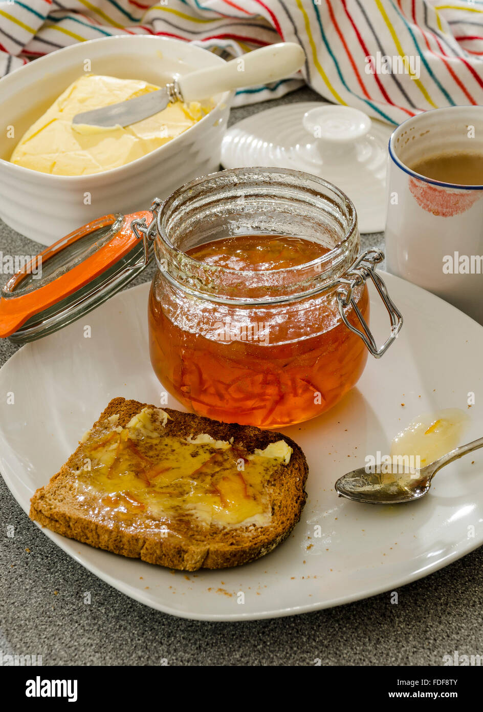breakfast toast and marmalade with a cup of tea Stock Photo - Alamy