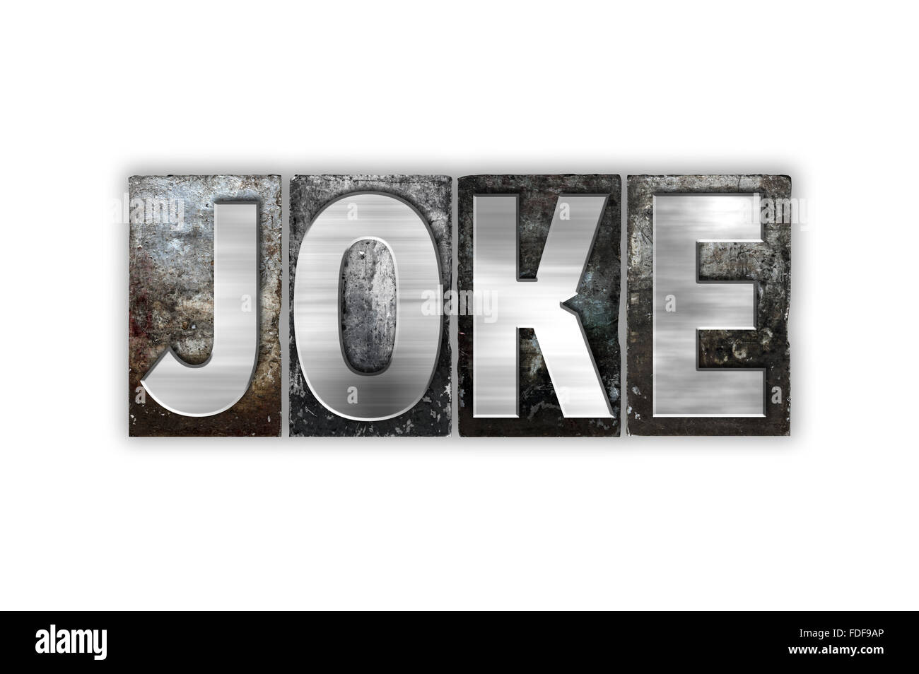 The word "Joke" written in vintage metal letterpress type isolated on a ...