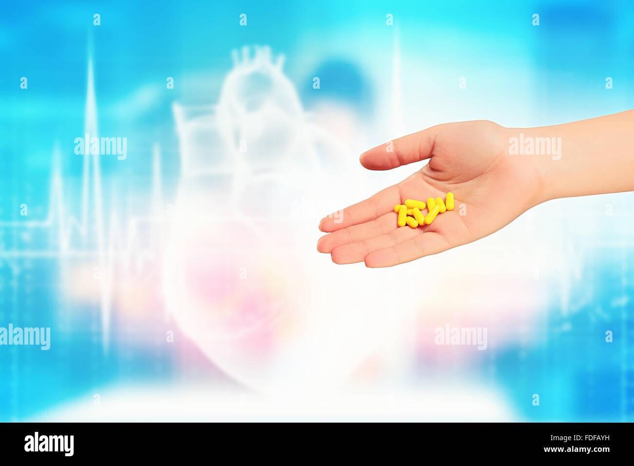 Close-up image of human palm with pills. Medicine concept Stock Photo ...