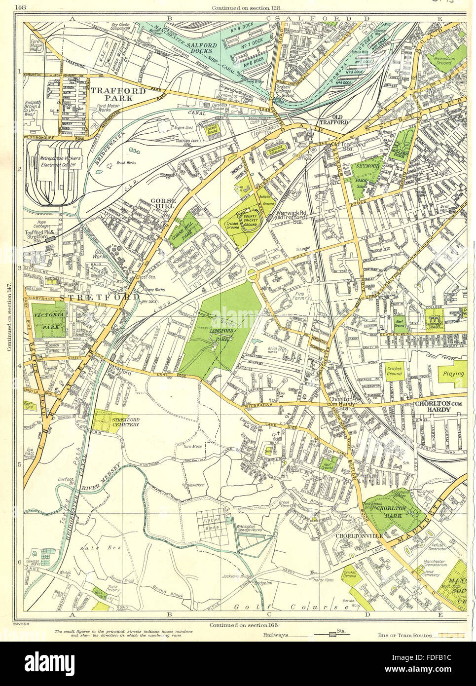 MANCHESTER Trafford Park Chorlton cum Hardy Old Trafford Stretford 1935 ...